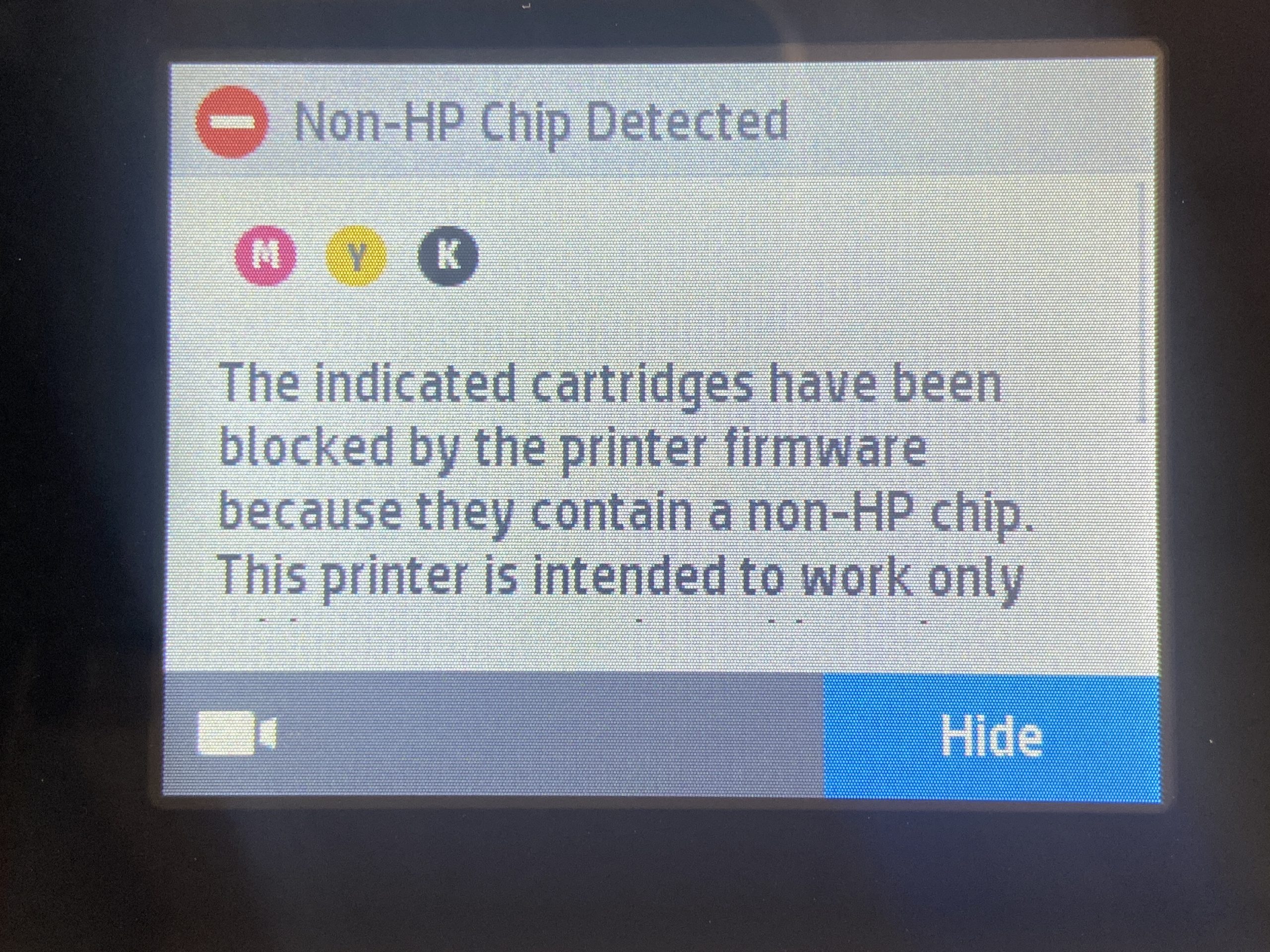 Image of Problem on Printer Screen - Infotone Imaging Supplies